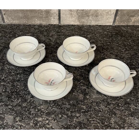 Noritake | Dining | 4 Vintage Noritake Crest 542 Cup Saucer Sets Pink ...